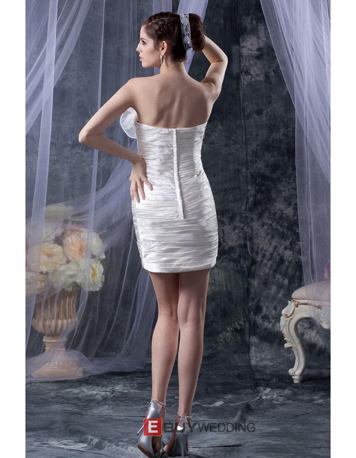 New Style Sheath Strapless Short Wedding Dresses with Detachable Trains ...