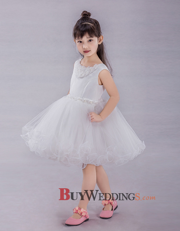 A Line Knee Length Satin Tulle Flower Girl Dresses Us 105 99